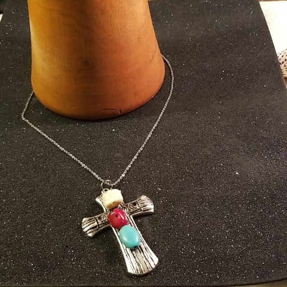 Jewelry | Silver Riverstone Christian Cross | Poshmark